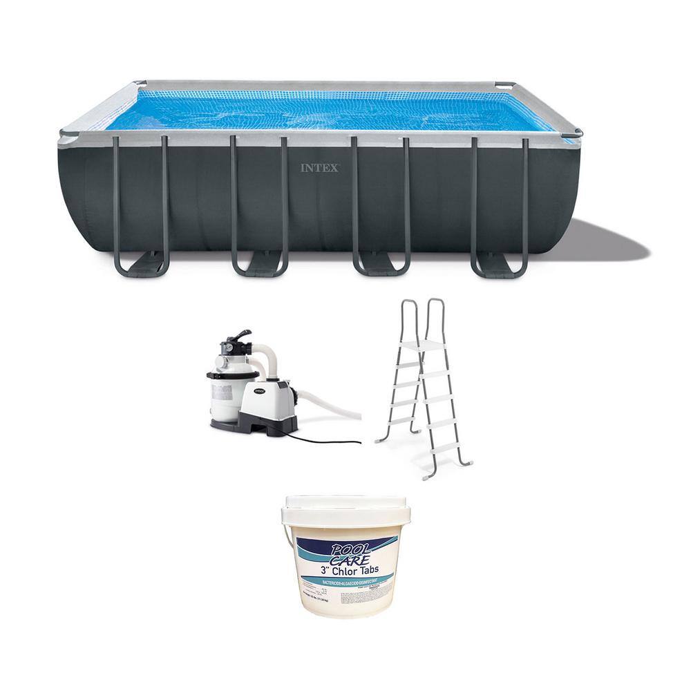 Intex 18 ft. x 52 in. Ultra XTR Rectangular Frame Swim Pool Set with ...