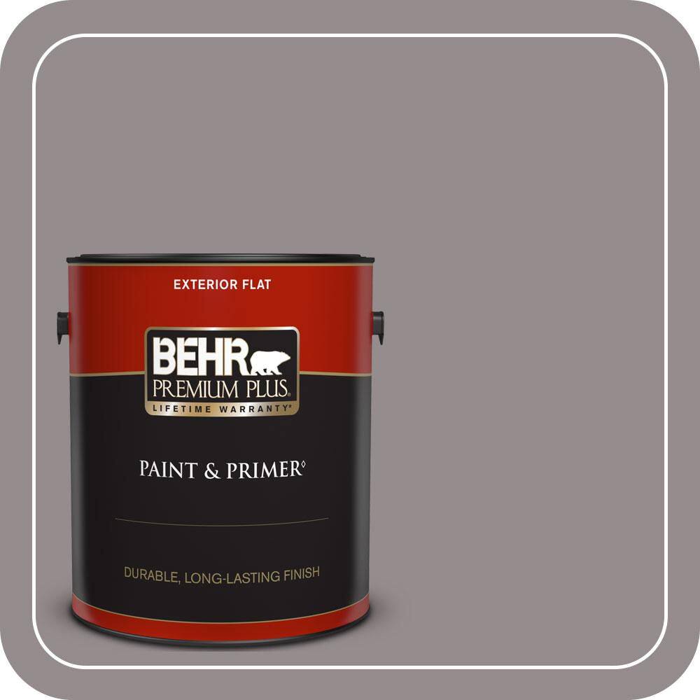 BEHR PREMIUM PLUS 1 gal. #T18-03 Graylac Flat Exterior Paint & Primer ...