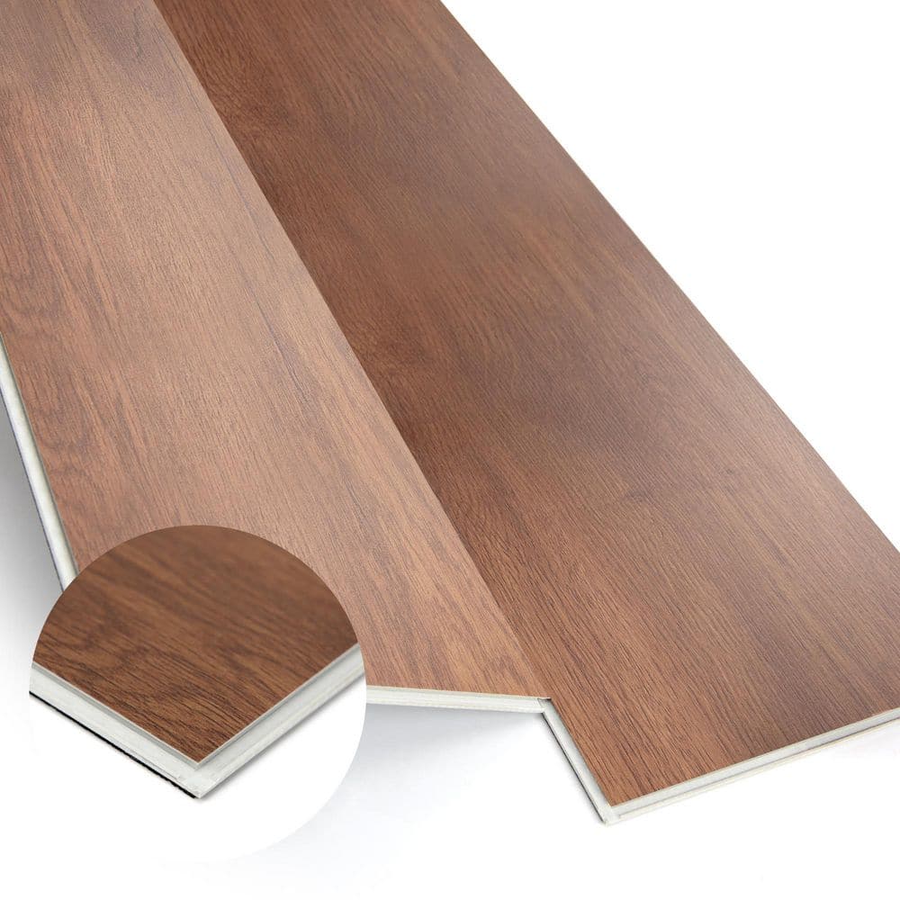 Art3d Reddish Brown 12MIL 7.2 in. x48 in. Waterproof Click Lock Vinyl ...