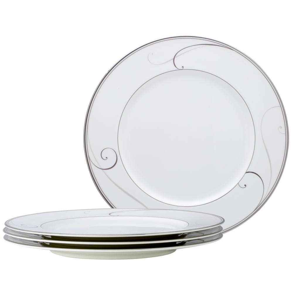 Noritake Platinum Wave 11 in. (Platinum) Porcelain Dinner Plates, (Set ...
