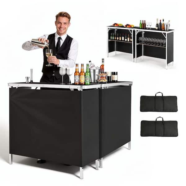 VEVOR Folding Portable Bar Table, 2 pcs, 38.6 x 15.2 x 34.3 in., with ...