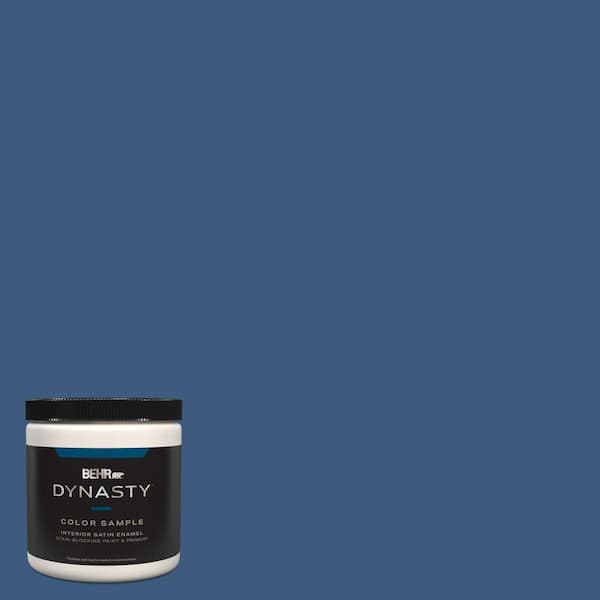 BEHR DYNASTY 8 oz. #M520-7 Admiral Blue One-Coat Hide Satin Enamel ...
