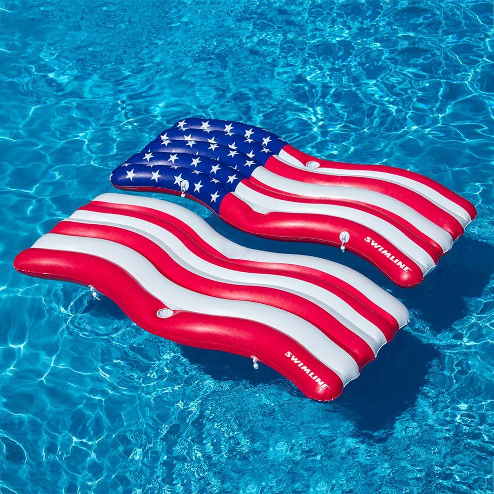 Swimline American Flag Connector Mattress Set Pool Float (Includes 2 ...