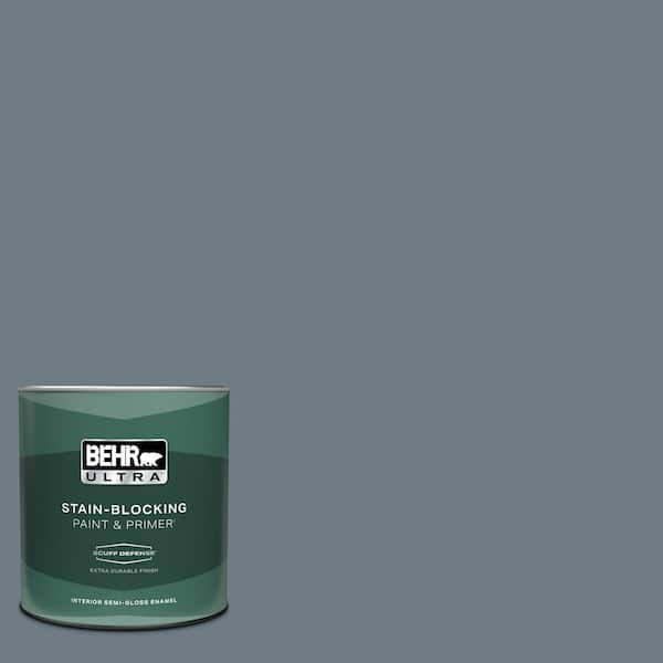BEHR ULTRA 1 qt. #N490-5 Charcoal Blue Extra Durable Semi-Gloss Enamel ... BEHR ULTRA 1 qt. #N490-5 Charcoal Blue Extra Durable Semi-Gloss Enamel ...