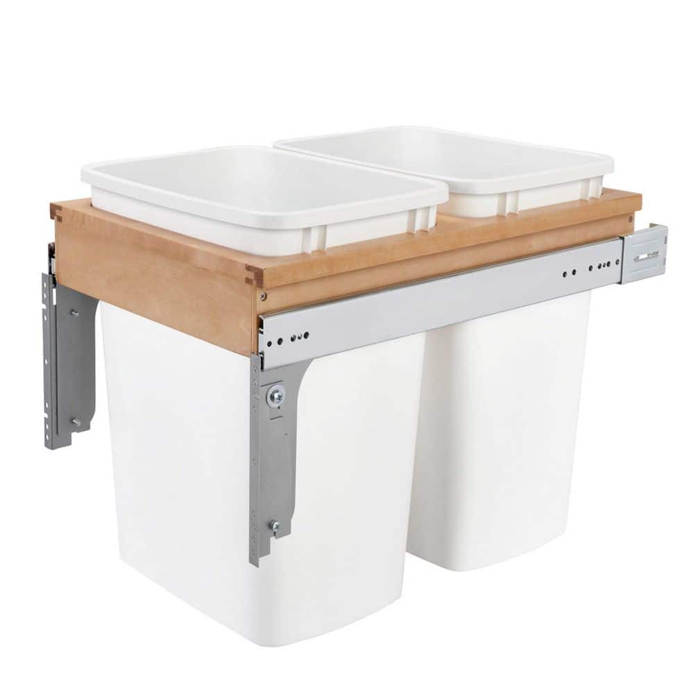 Rev-A-Shelf White Double Pull Out Top Mount Trash Can 35 qt. 4WCTM ...