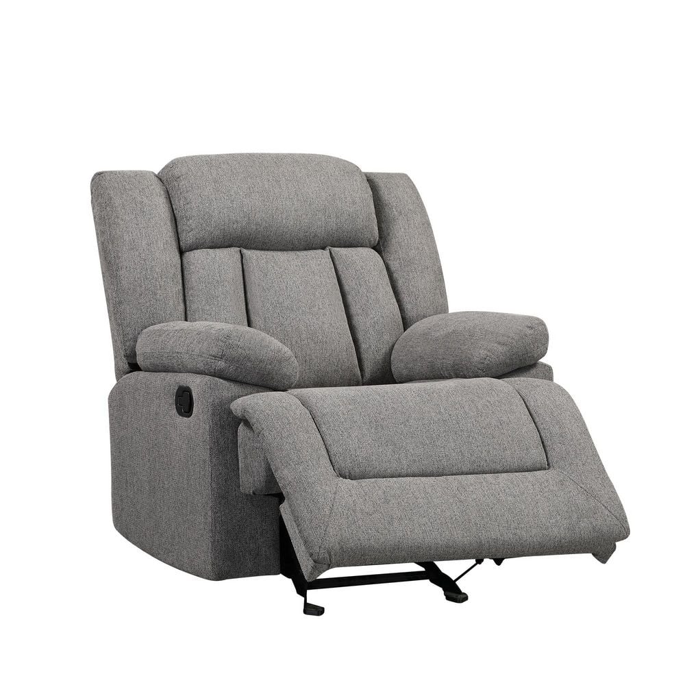 Huluwat Gray Adjustable Fabric Recliner Chair with Thick Seat and ...