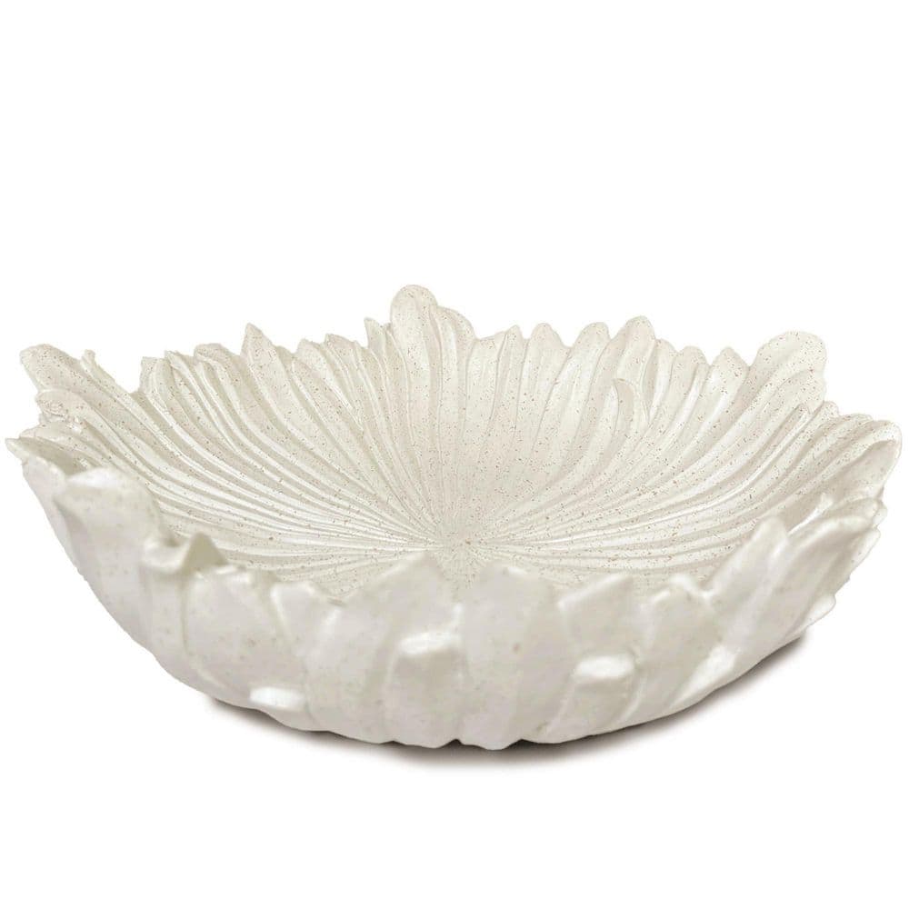 White Ceramic Decorative Bowl with Textured Petal Design LX0099 - The ...