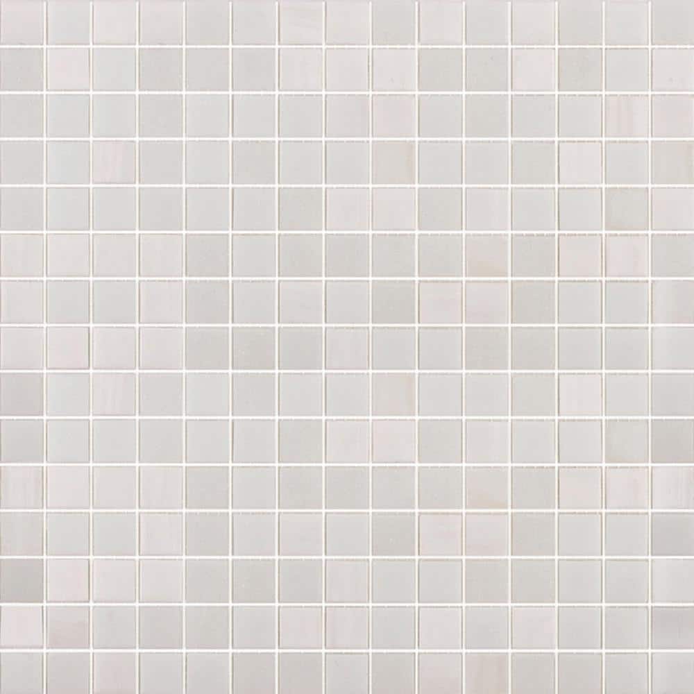 Apollo Tile Mingles 12 in. x 12 in. Glossy Pearl White Glass Mosaic ...