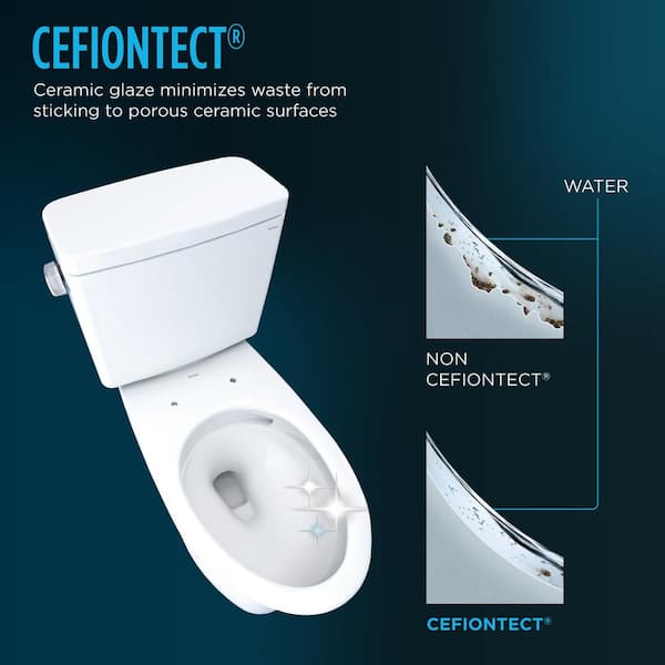 TOTO Drake 12 in. Rough In Two Piece 1.6 GPF Single Flush Elongated Toilet in Cotton White SoftClose Seat Included MS776124CSFG 01