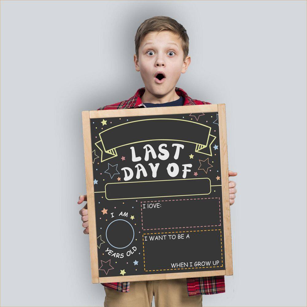 Afoxsos 2-Pack Double Sided First and Last Day of School Sign Board ...