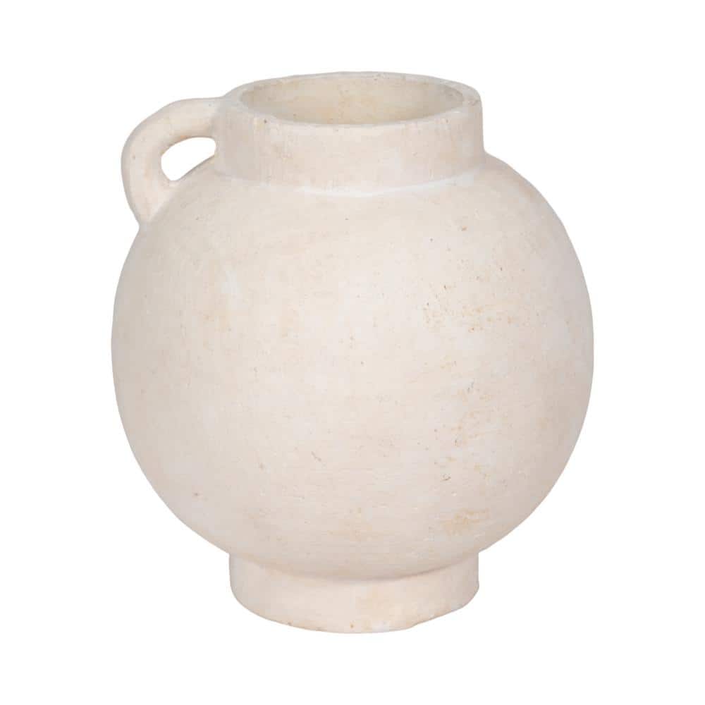 Liv & Skye 12 in. White Pottery Round Decorative Vase 20488-03 - The ...