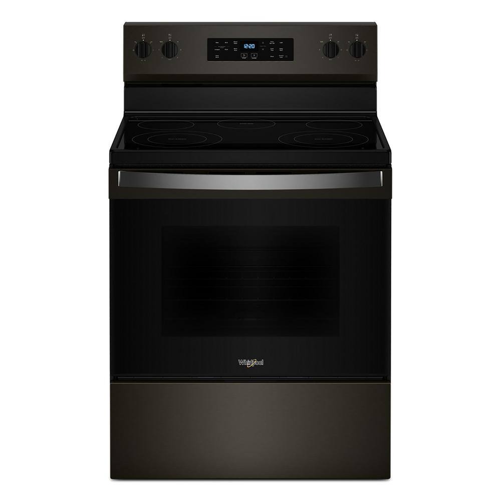 Whirlpool 30 in. 5-Burner Elements Freestanding Electric Range in Black ...