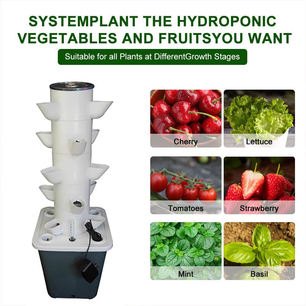 Standard Hydroponic Tower - 15Hole 5 Tier Kit Indoor Hydroponic Garden ...