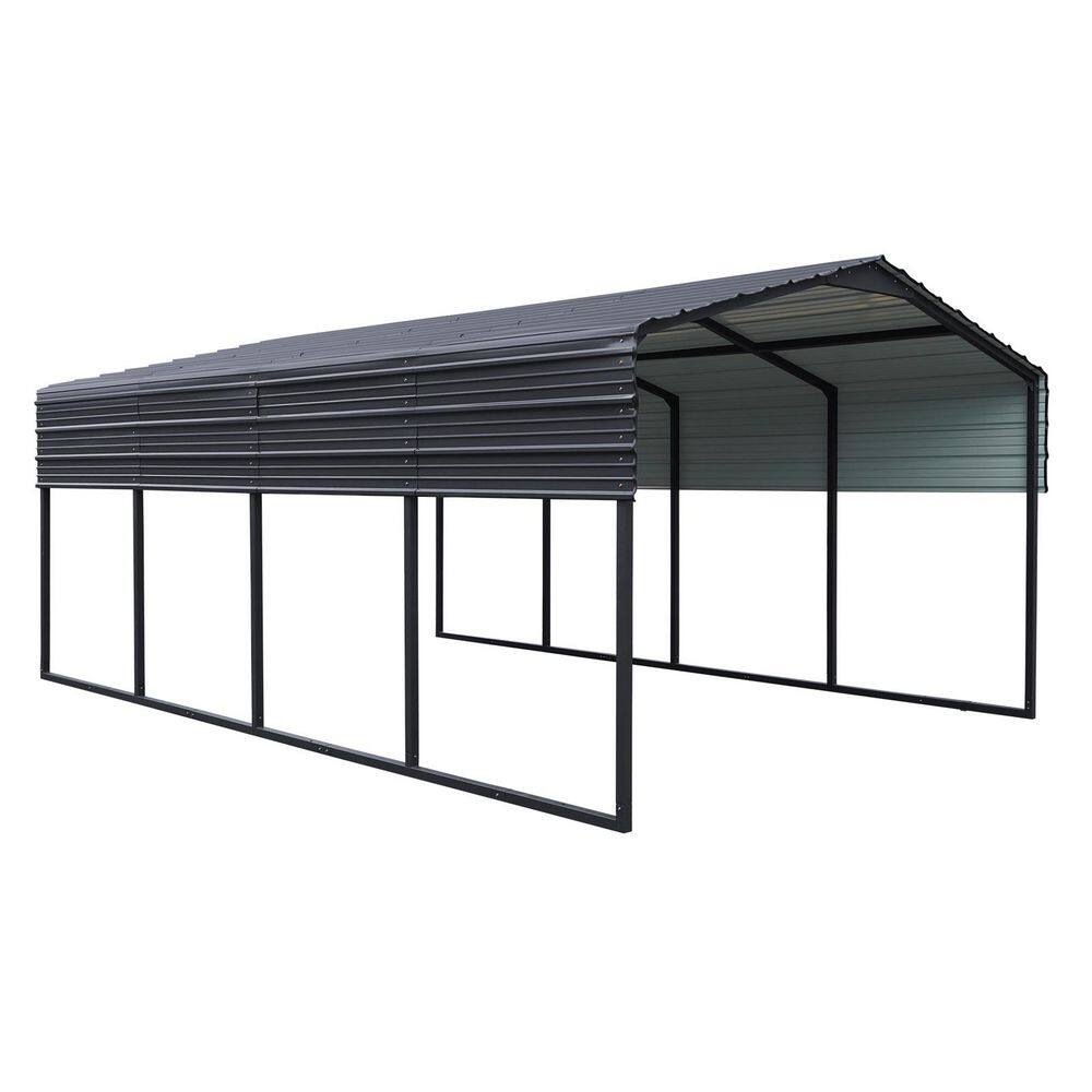 12 ft. x 20 ft. Heavy Duty Carport Canopy with Galvanized Steel Roof ...
