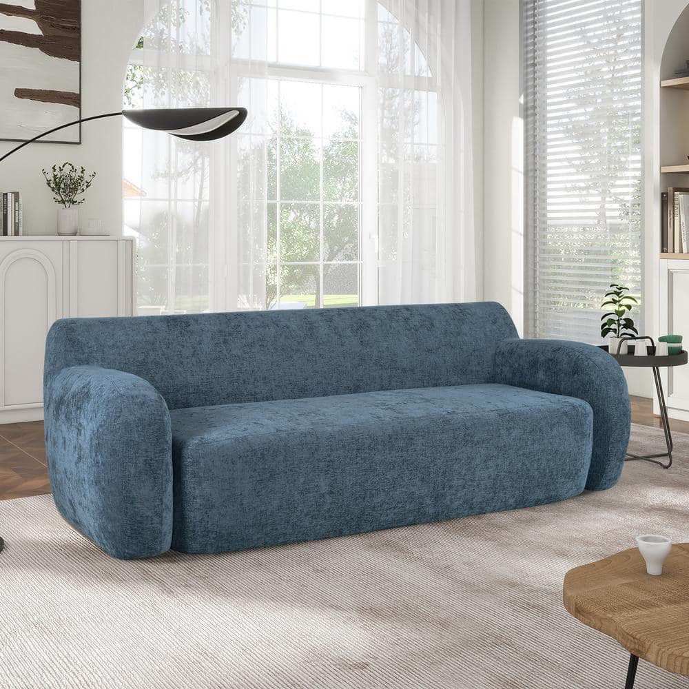 Harper & Bright Designs 85.8 in. W Round Arm Polyester Rectangle Sofa ...