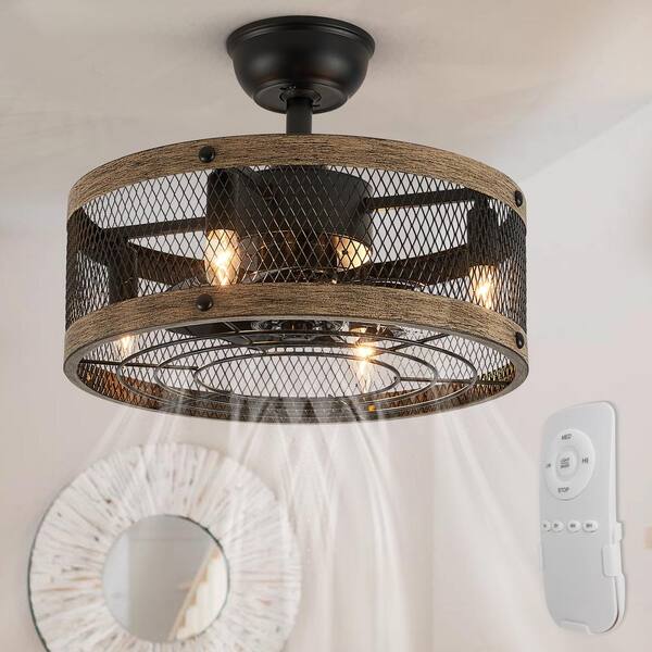 Flush Mount Ceiling Fan With Drum Light | Shelly Lighting