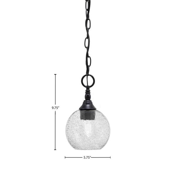 Elva 100-Watt 1-Light Matte Black Shaded Pendant Light with 5.75 in ...
