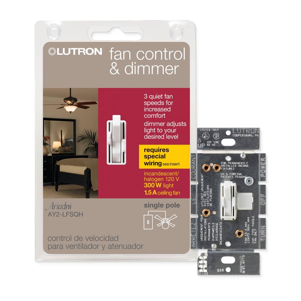 Lutron Toggler 1.5 Amp Single-Pole 3-Speed Combination Fan and Light ...