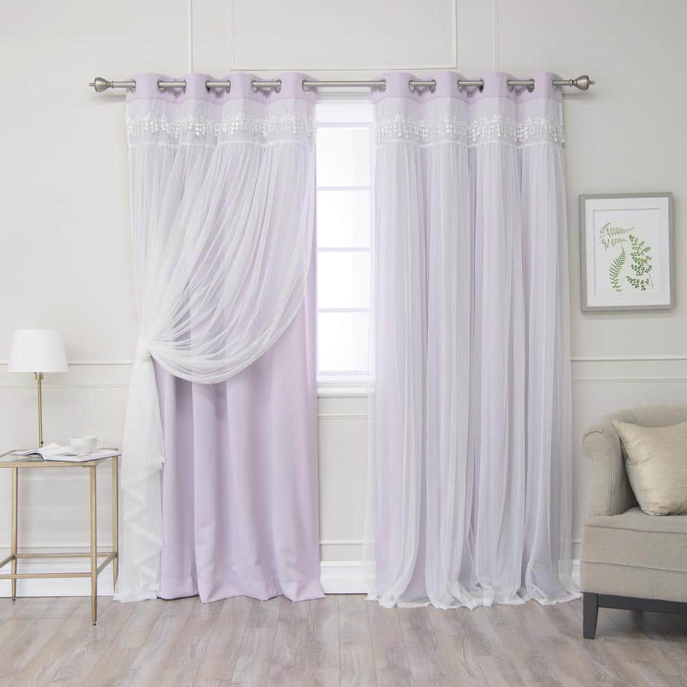 Best Home Fashion Lilac Fringed Border Solid Grommet Room Darkening ...