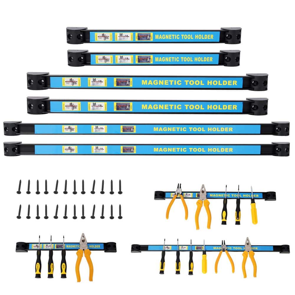 Tidoin 6-Piece 12/18/24 in. Heavy Duty Magnet Tool Bar, Magnetic Tool Holder, Magnetic Tool ...