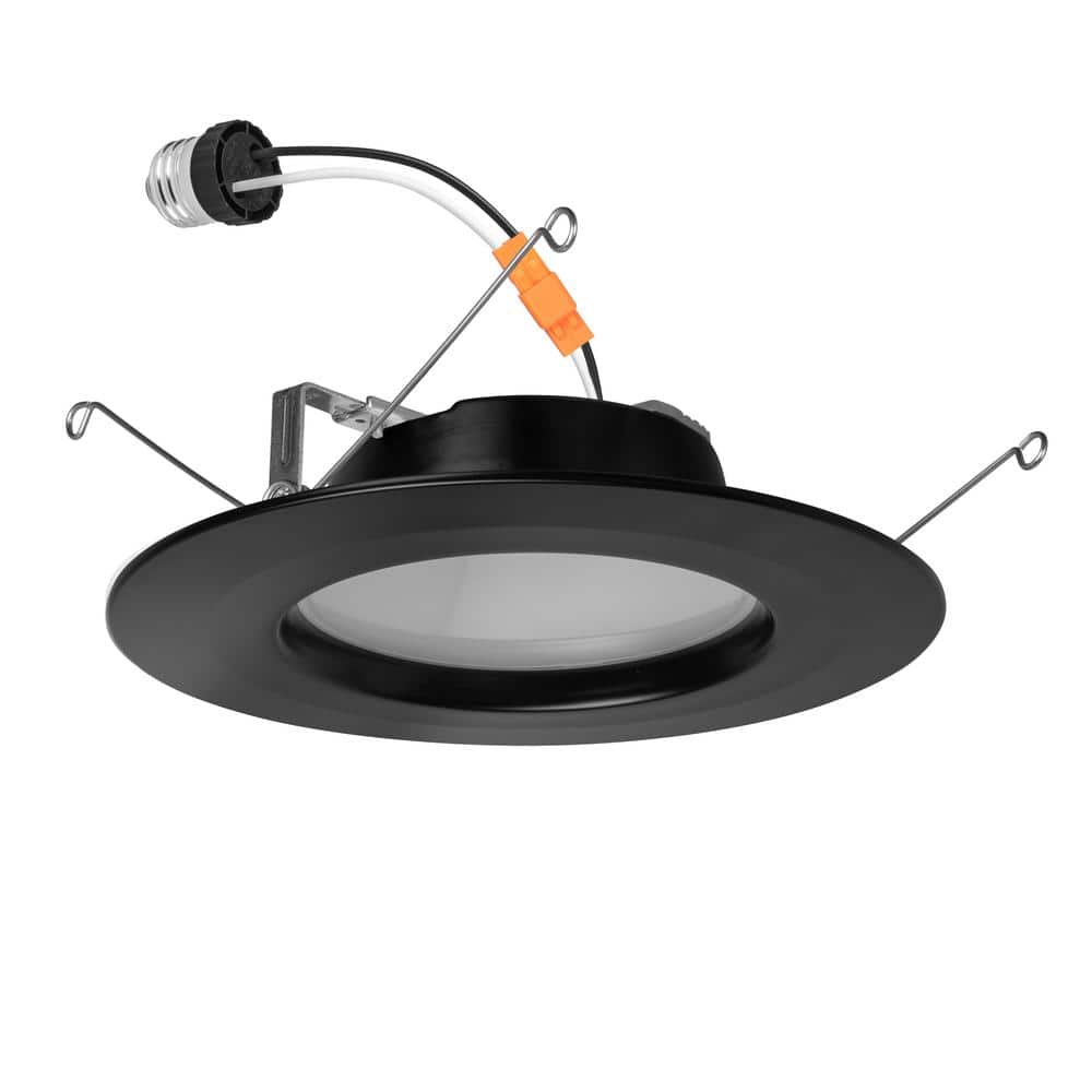 Commercial Electric 5/6 in. Integrated LED Black Recessed Retrofit ...