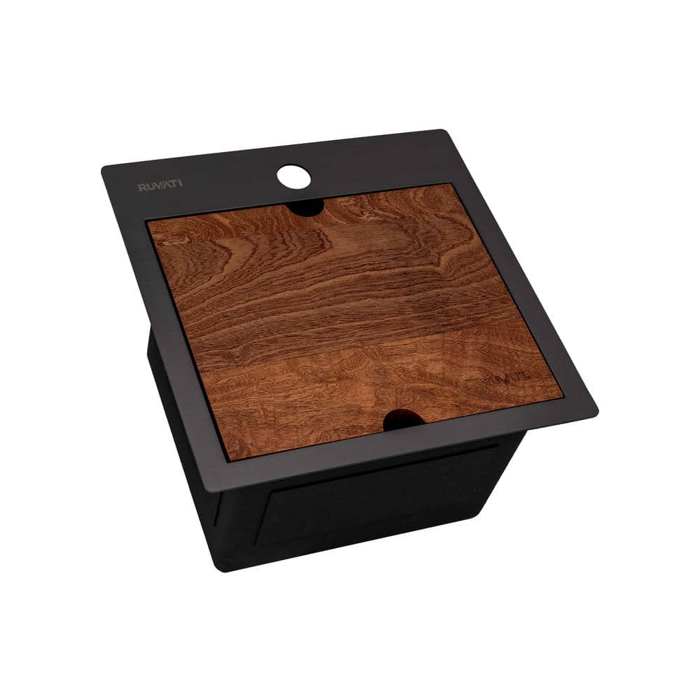 Ruvati Giana 15 in. Drop-in Topmount Single Bowl 16-Gauge Stainless ...