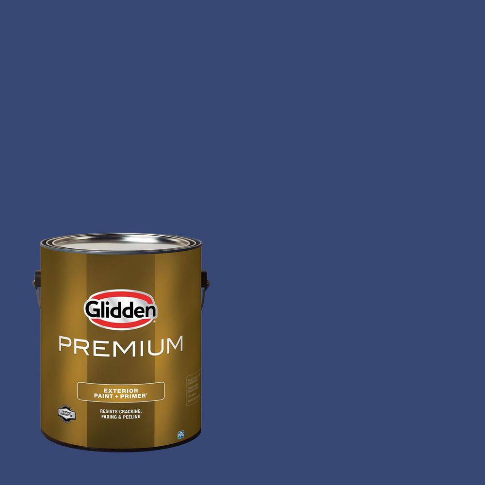 Glidden Premium 1 gal. PPG1166-7 Daring Indigo Satin Exterior Latex ...