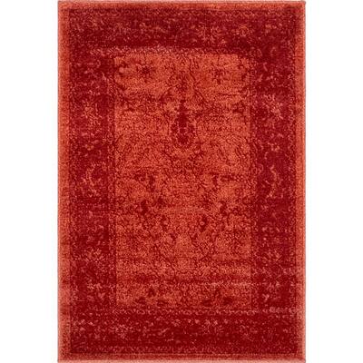 Unique Loom La Jolla Floral Orange 8' 0 x 8' 0 Square Rug-3129500 - The ...