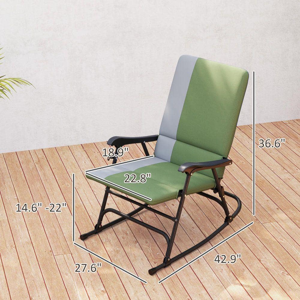 Tenleaf Metal Folding Outdoor Rocking Chair Set of 2-Rockers with ...