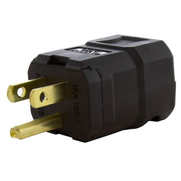 AC WORKS NEMA 5-15P 15A 125V Clamp Style Square Household Plug in Black ...