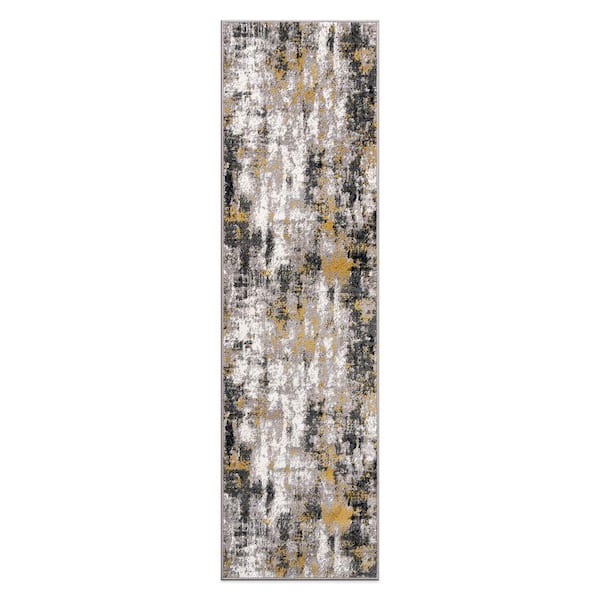 World Rug Gallery Tralee Modern Abstract Yellow 2 ft. x 7 ft. Area Rug ...