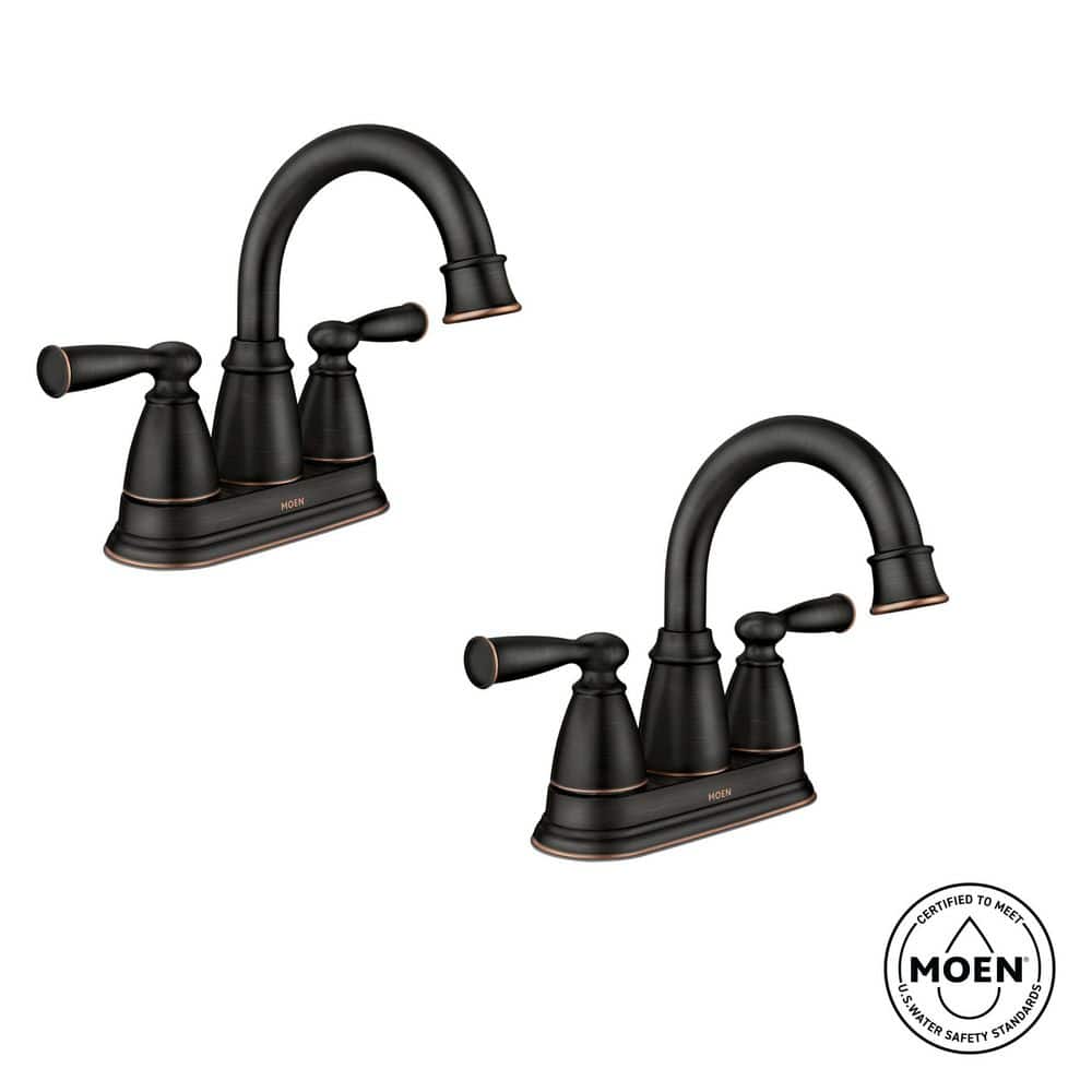 MOEN Banbury 4 in. Centerset Double Handle Bathroom Faucet in ...