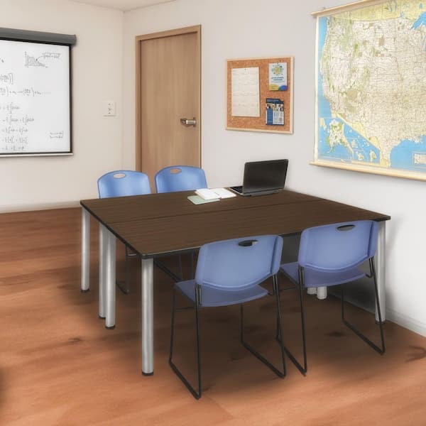 Regency Kee 66 in x 24 in. Neo Walnut Top Training Table Desk, Chrome ...