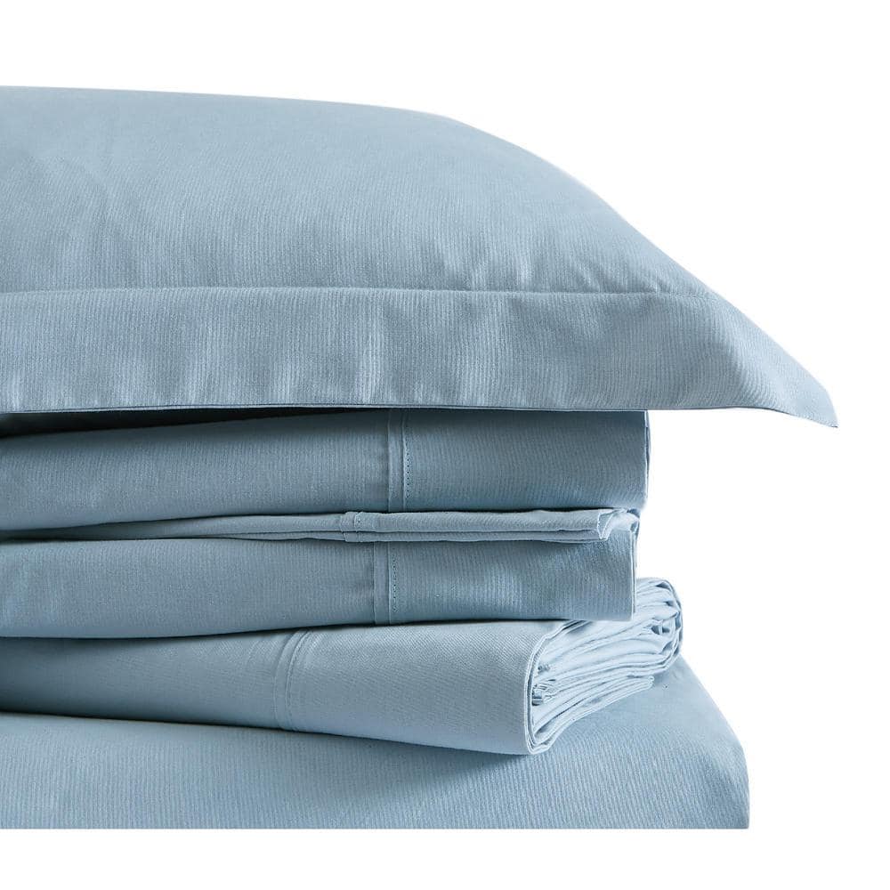 Brooklyn Loom Classic Cotton Light Blue Full Sheet Set SS3158LBFU-4700 ...