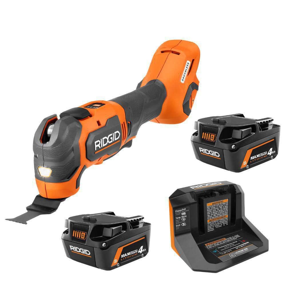 RIDGID 18V MAX Output Starter Kit with (2) 4.0 Ah MAX Output Batteries ...