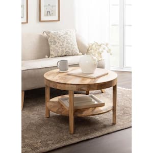 Kate and Laurel Linsley 28 in. Rustic Brown Round Solid Wood Coffee ...