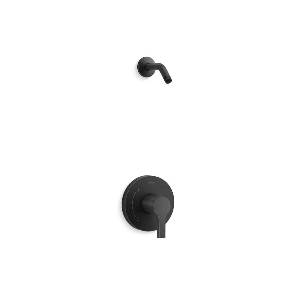 KOHLER Elate 1-Handle Wall Mount Shower Trim Kit In Matte Black (Valve ...