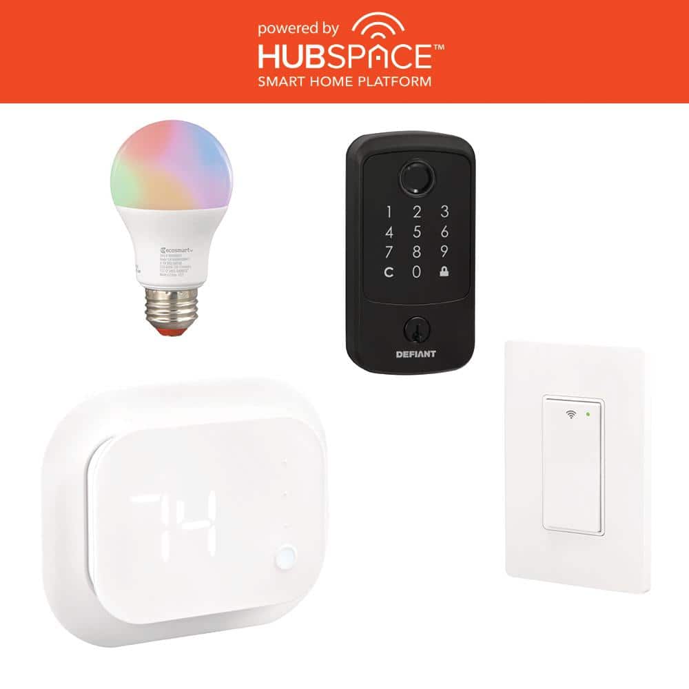 EcoSmart New Home Bundle: A19 Smart Bulb, Smart Thermostat, Smart Light ...