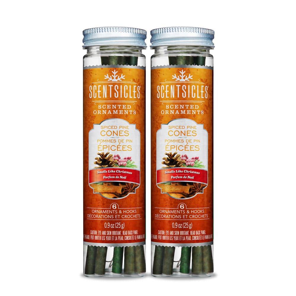 ScentSicles Scented Ornaments, 6ct Bottle, Spiced Pine Cones, Fragrance ...