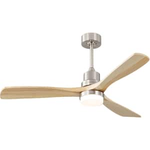 Shinevoy 52 in. Indoor Walnut Solid Wood Blades Ceiling Fan with Light ...