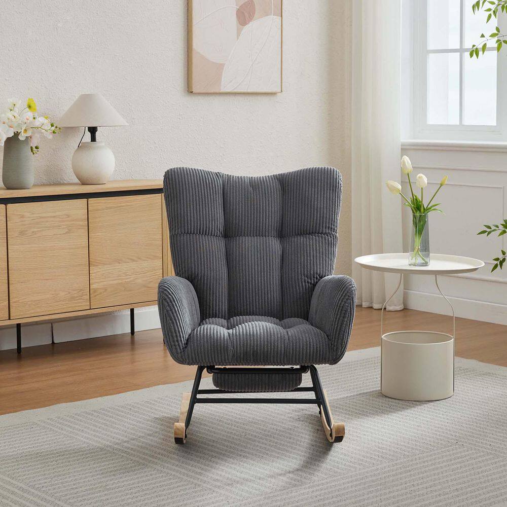 Dark Gray Stripe Velevt Modern Rocking Chair Accent Armchair ...