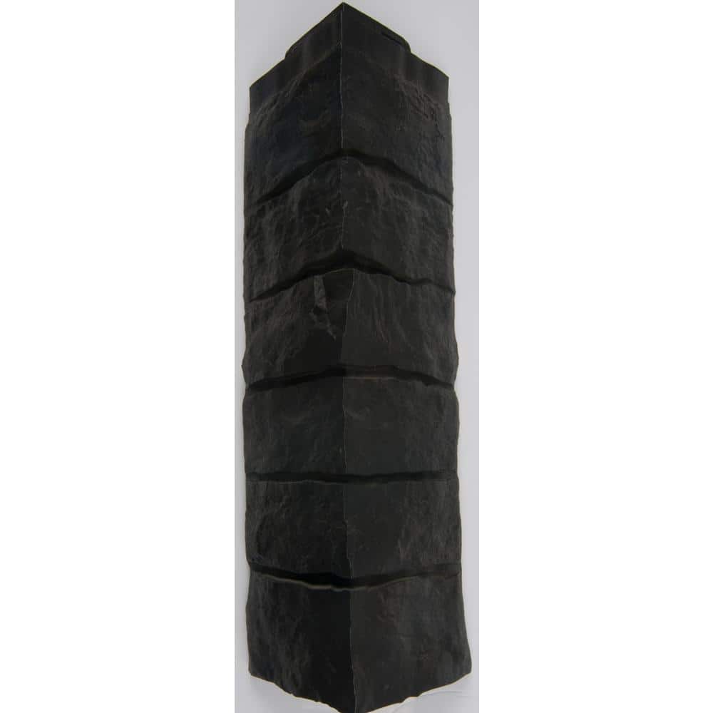 Novik 21.25 in. x 6.10 in. Stacked Stone Corner Vinyl Siding in Onyx (5 ...