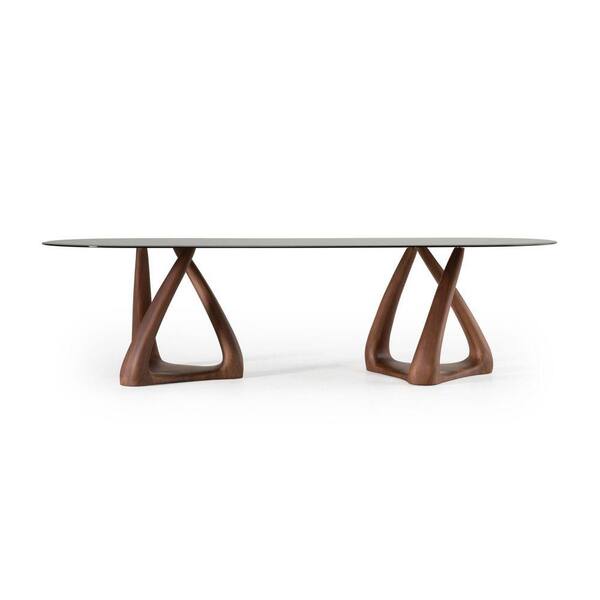 MR MODREST Modrest Christy Mid-Century Modern Grey and Walnut Glass 43. ...
