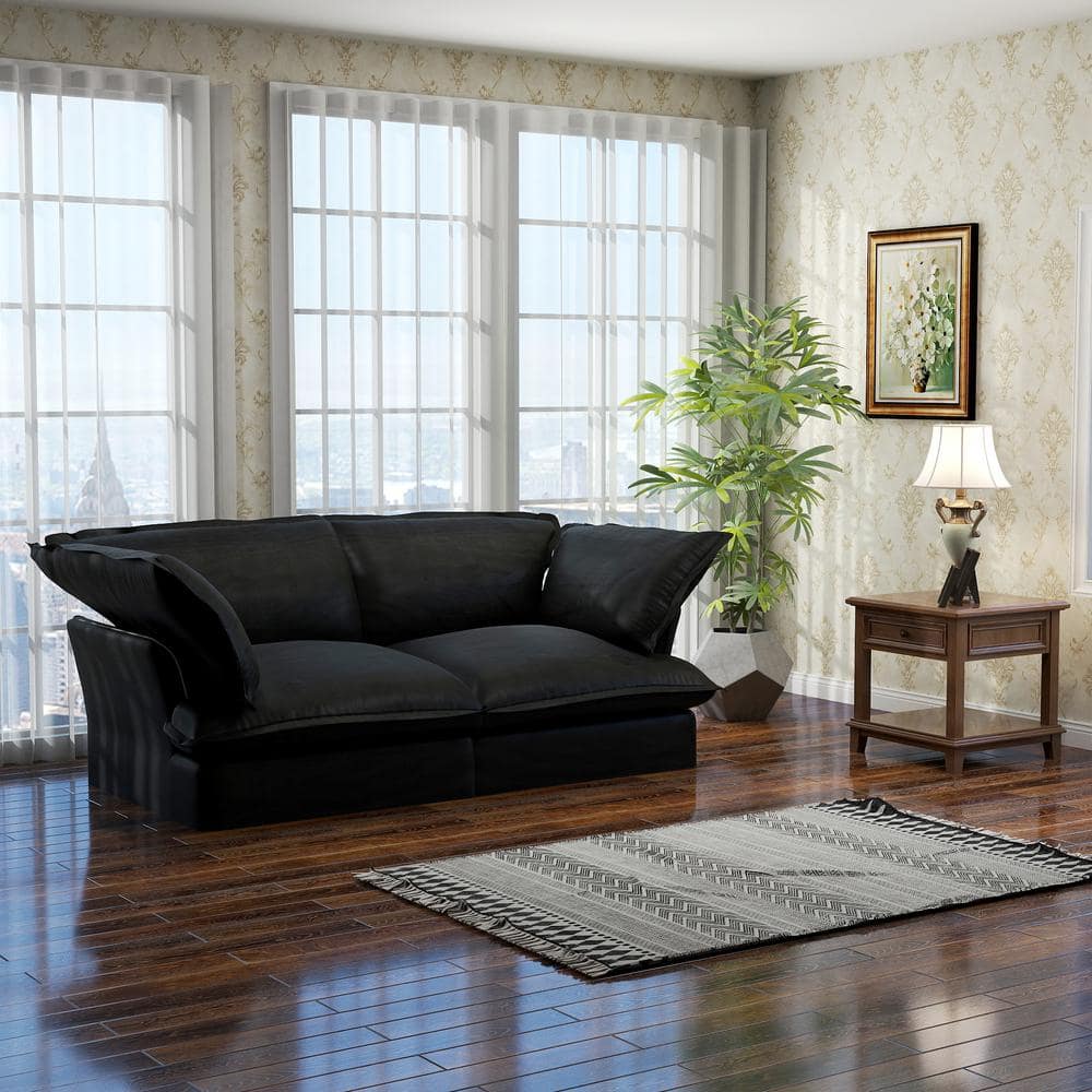 Magic Home 83 in. Flared Arm 2-Piece Linen Modular Overstuffed Deep ...
