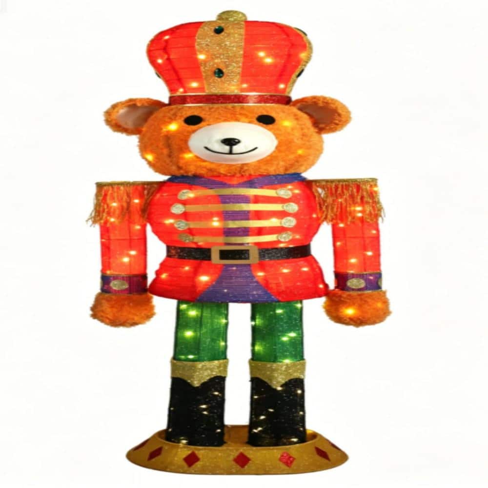 Starfree 5FT 3D Pop-Up Freenstanding Bear Nutcracker with Warm White ...