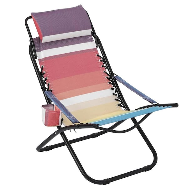 Rainbow Color Nylon Folding Portable Outdoor Beach Chair with Head ...