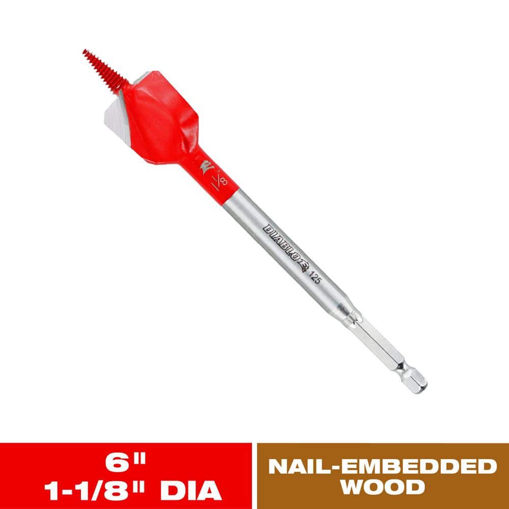DIABLO 1-1/8 in. x 6 in. Demo Demon Spade Bit for Nail-Embedded Wood ...