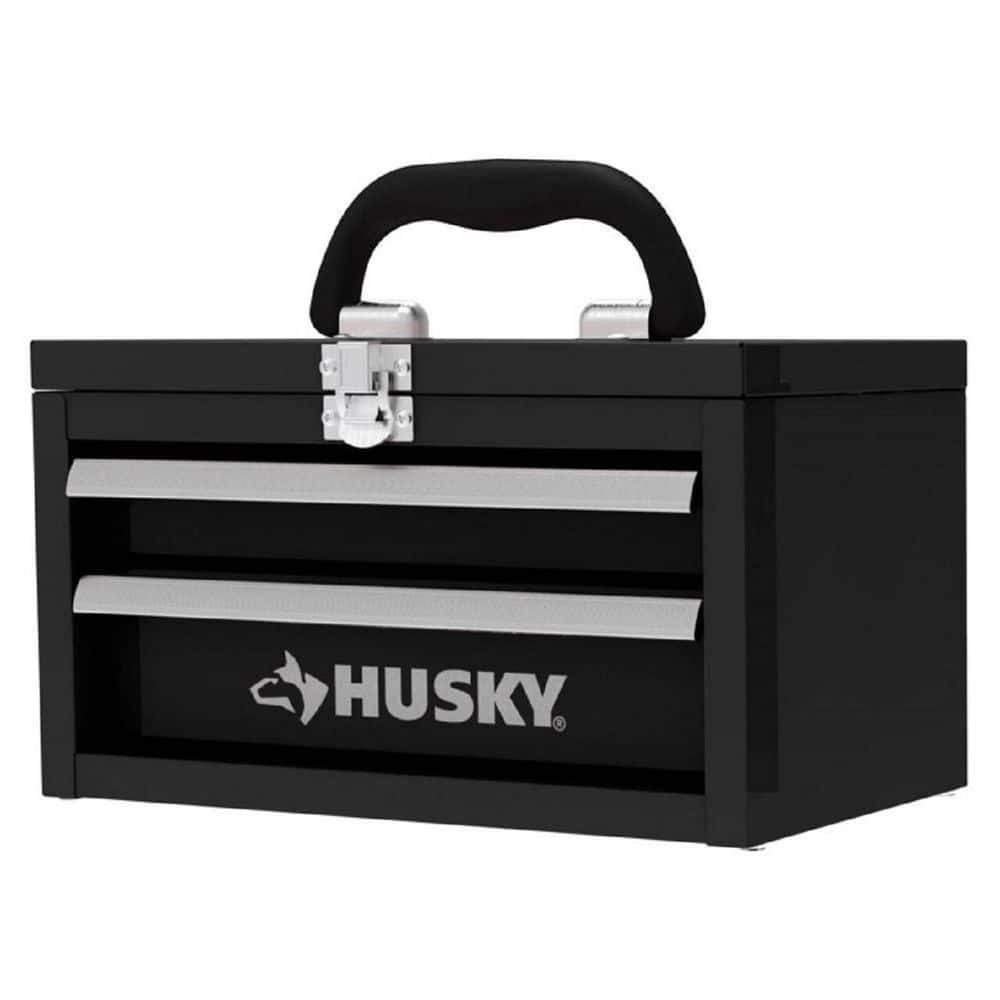 Husky 10 in. Black Metal Mini Portable Tool Box with 2 Drawers 410-781-0111 - The Home Depot