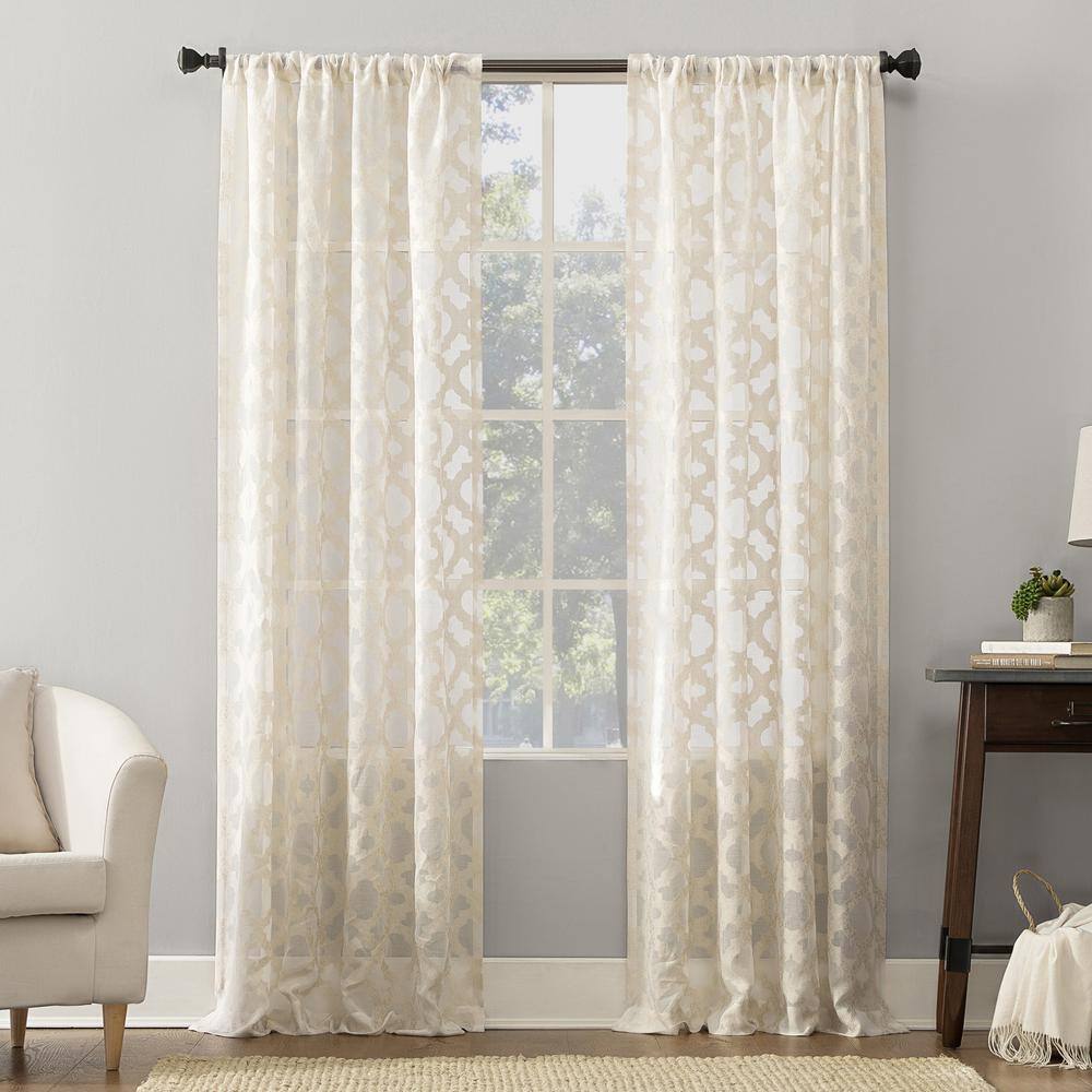 Sun Zero Yvette Trellis Jacquard Cream Polyester 52 in. W x 63 in. L ...