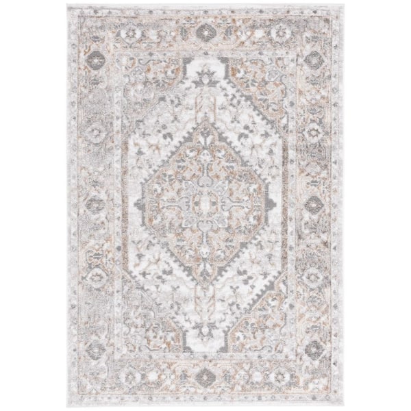 SAFAVIEH Maya Ivory/Gray Beige 9 ft. x 12 ft. Ornate Medallion Area Rug ...